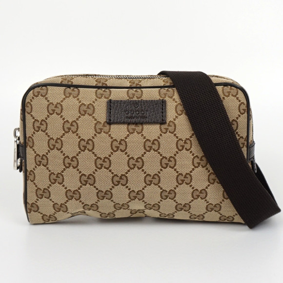 Gucci | Bags | Gucci Leather Crossbody Bag Brown Gg Beige Body | Poshmark